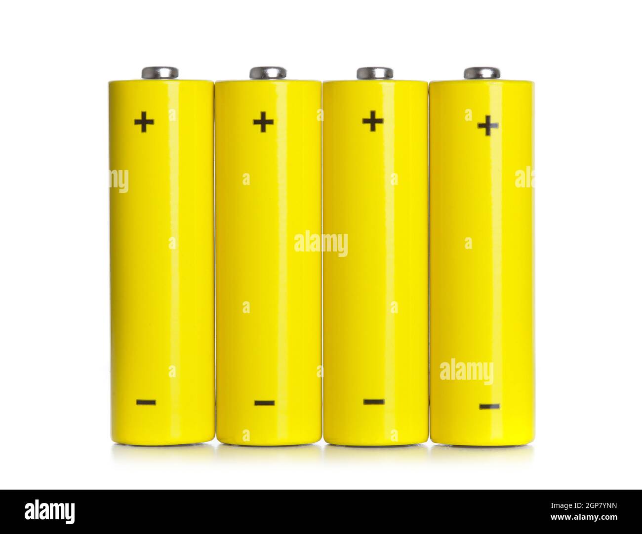 Set of AA batteries on white background Stock Photo - Alamy