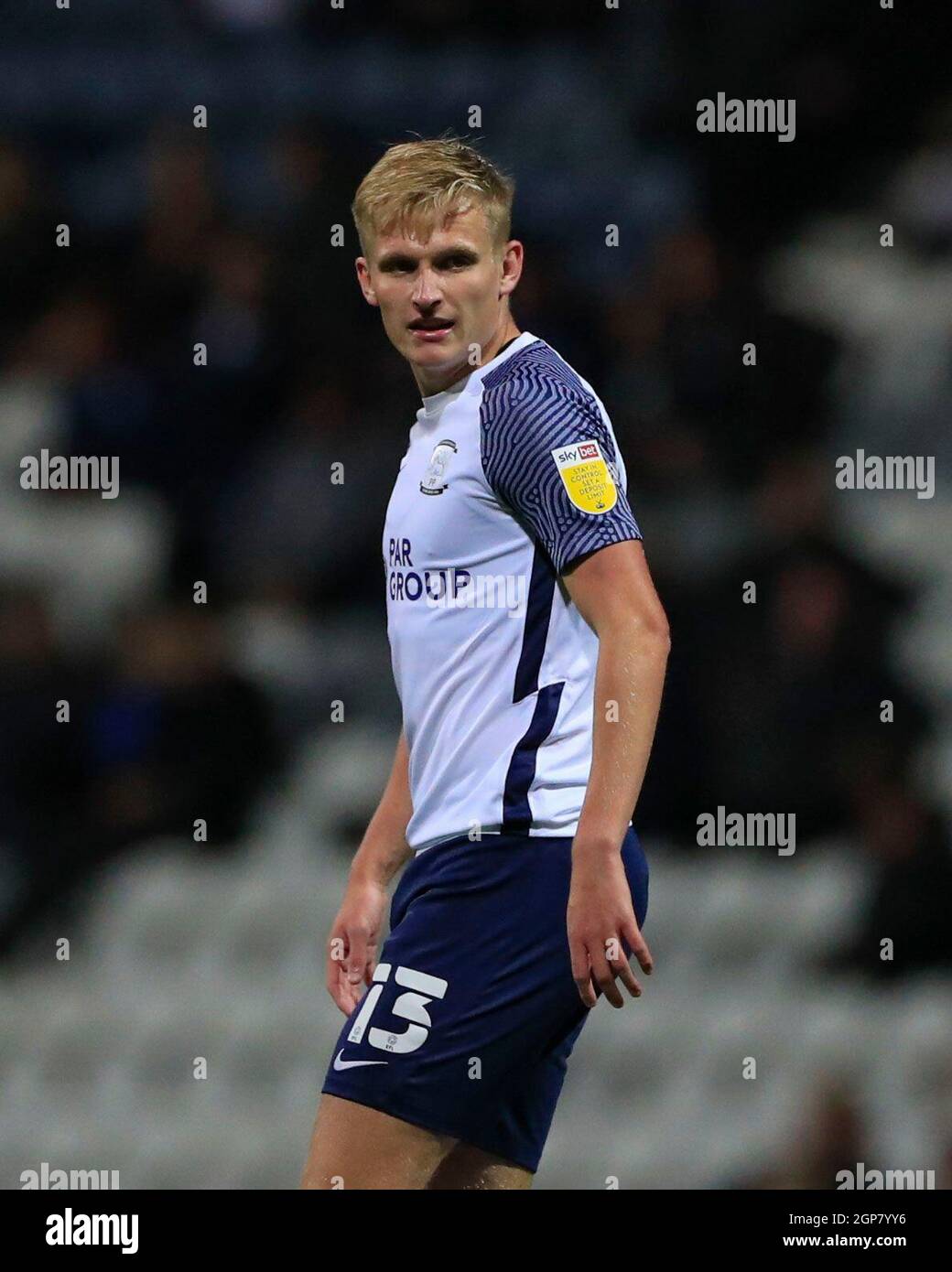 Preston, UK. 28th Sep, 2021. Ali McCann #13 of Preston North End in ...