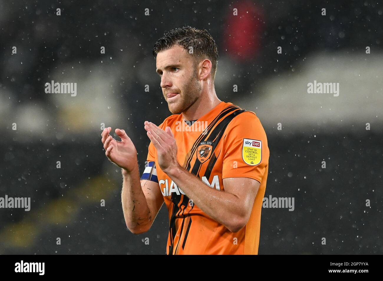Callum Elder #3 of Hull City applauds the crowd at the end of the game ...