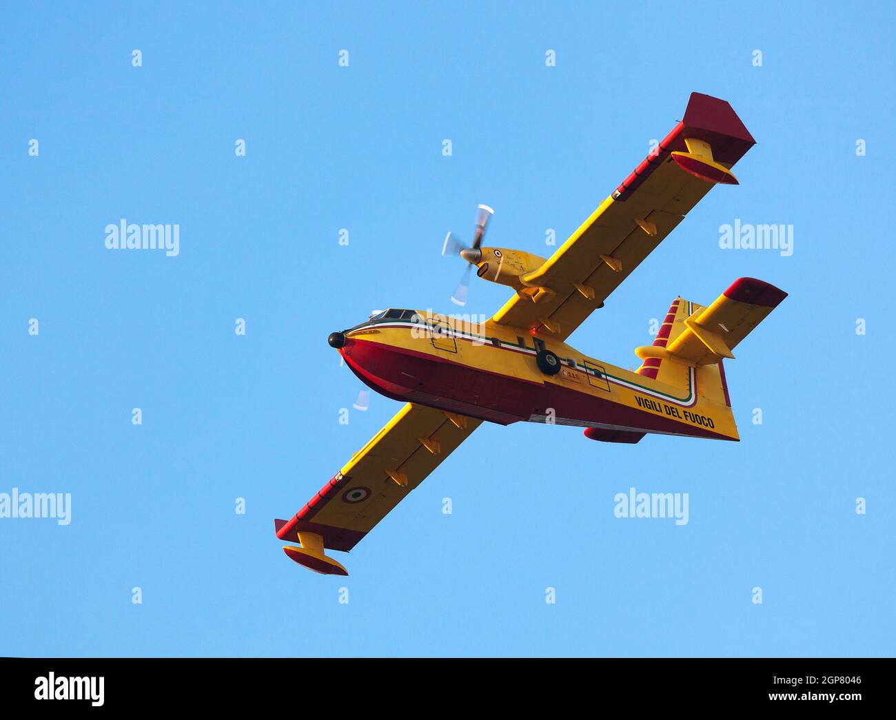 Aerial firefighting. Aircraft preparing to collect sea water Stock ...