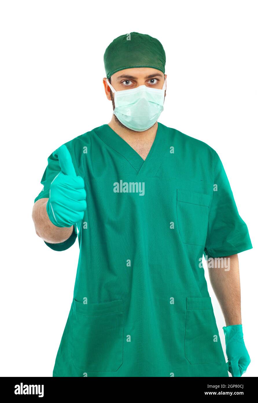 Handsome young surgeon on white background Stock Photo - Alamy