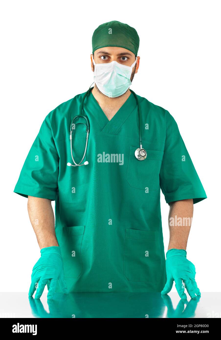 Handsome young surgeon on white background Stock Photo - Alamy