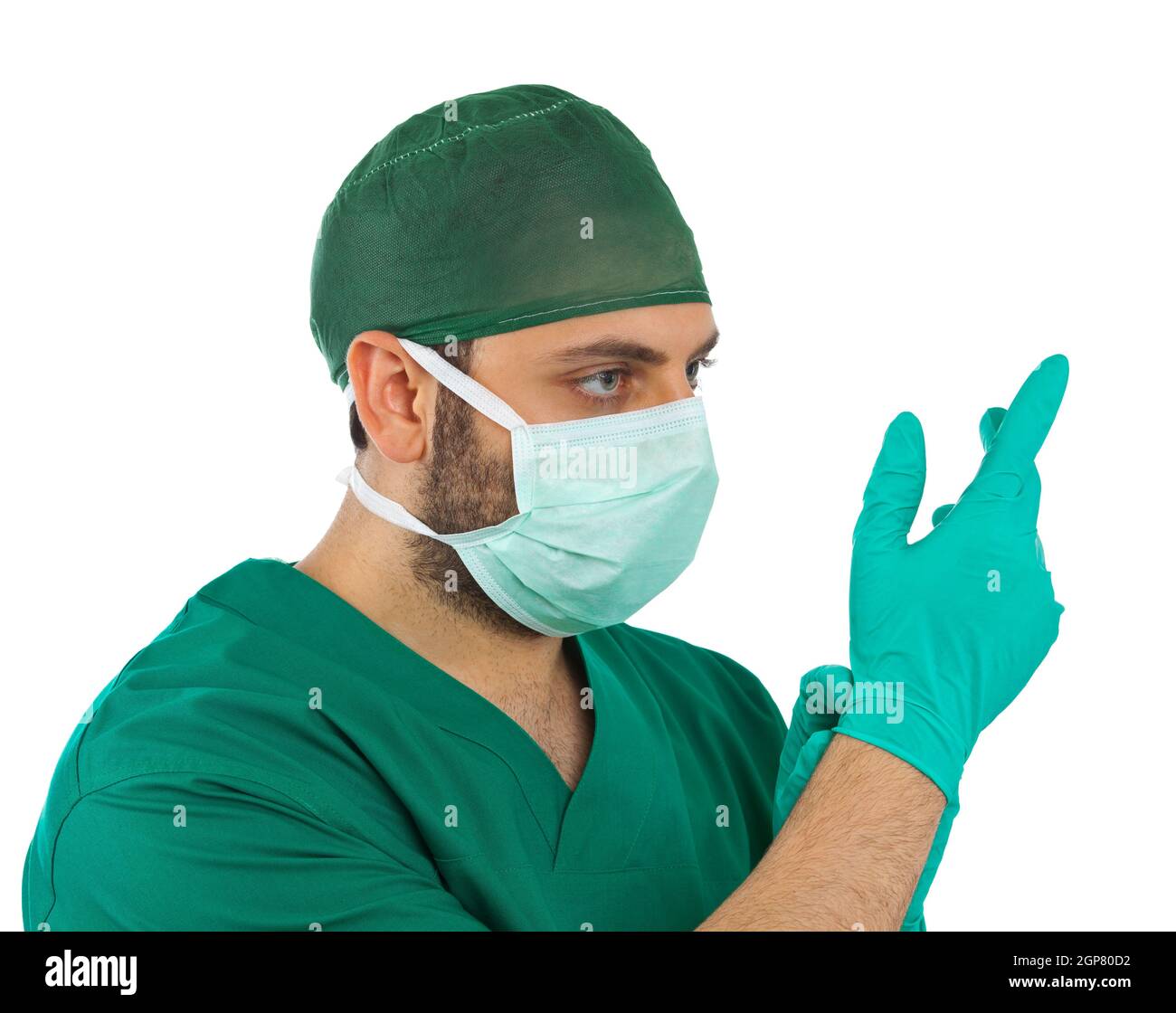 Handsome young surgeon on white background Stock Photo - Alamy