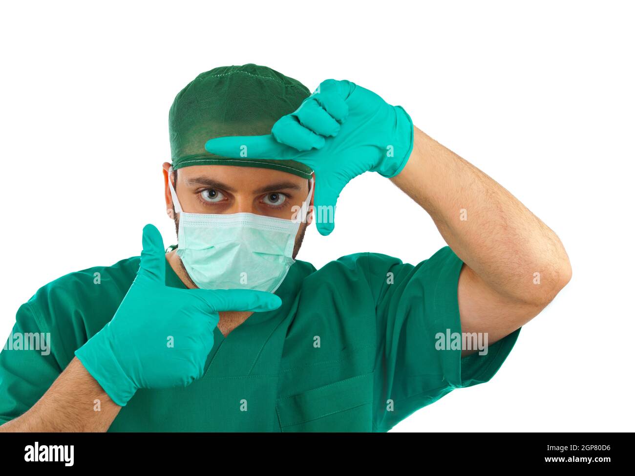 Handsome young surgeon on white background Stock Photo - Alamy