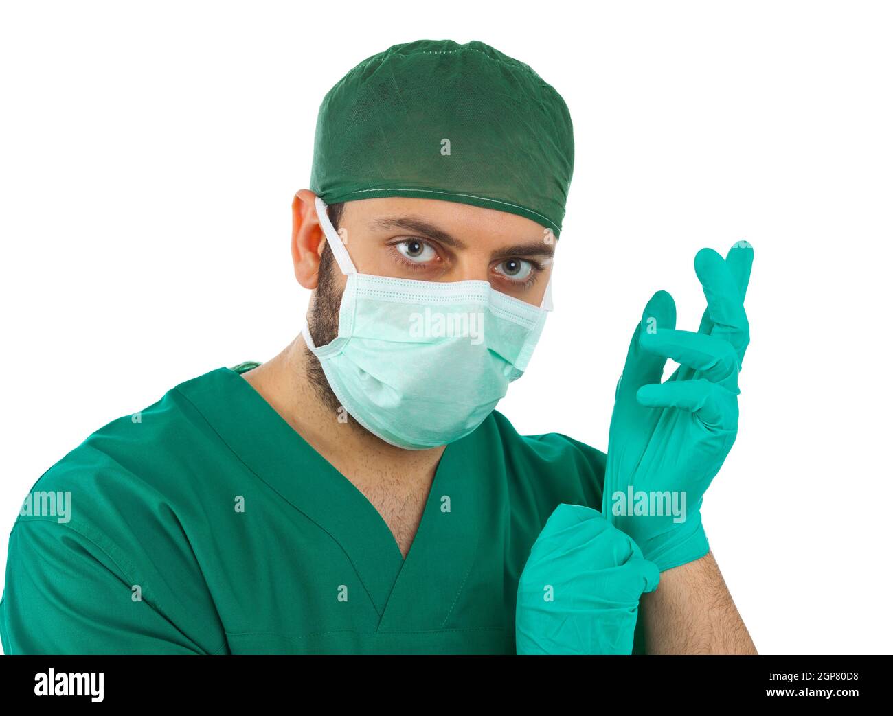 Handsome young surgeon on white background Stock Photo - Alamy