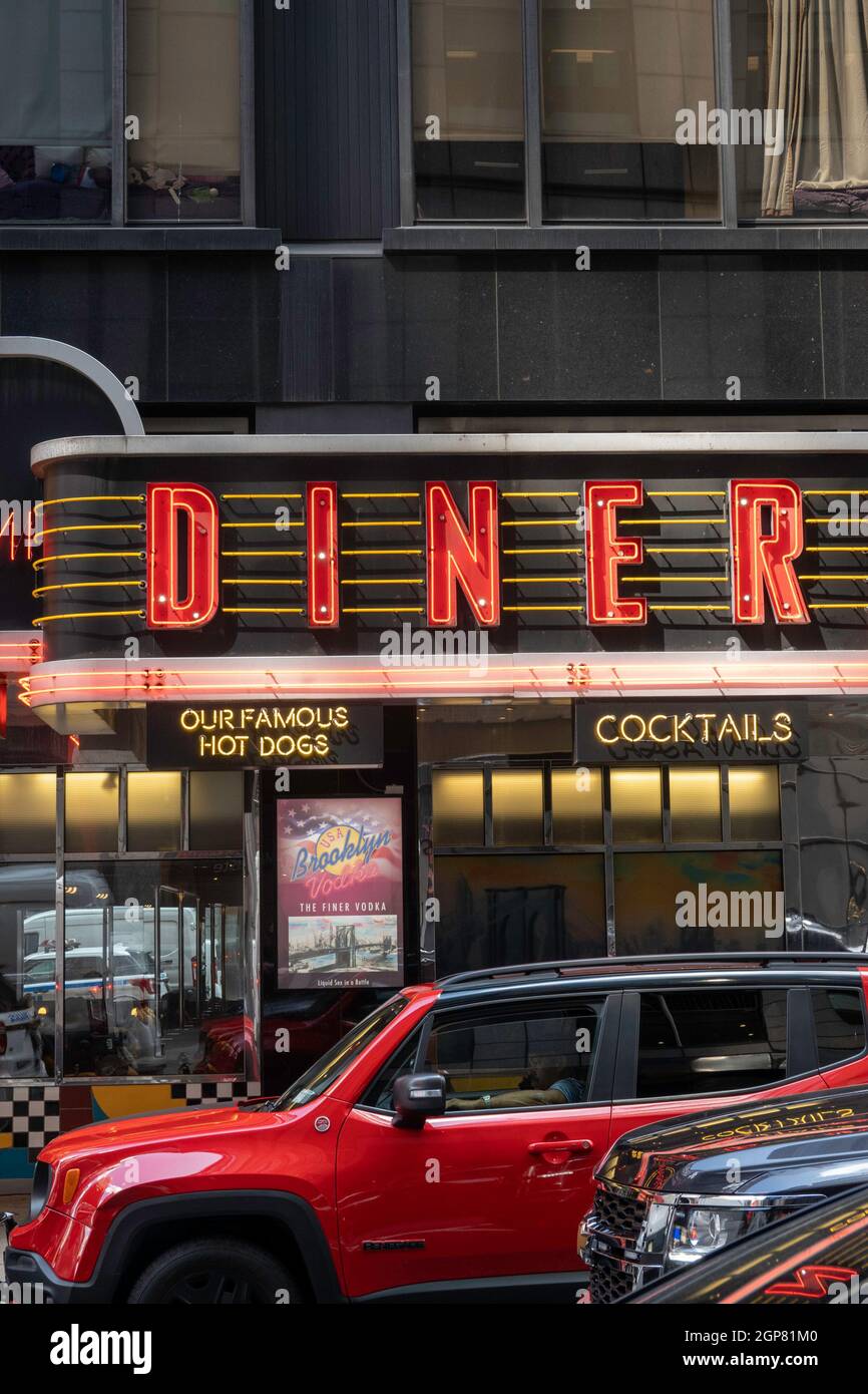 The Brooklyn Diner Neon Marquee, Times Square, NYC, USA Stock Photo - Alamy