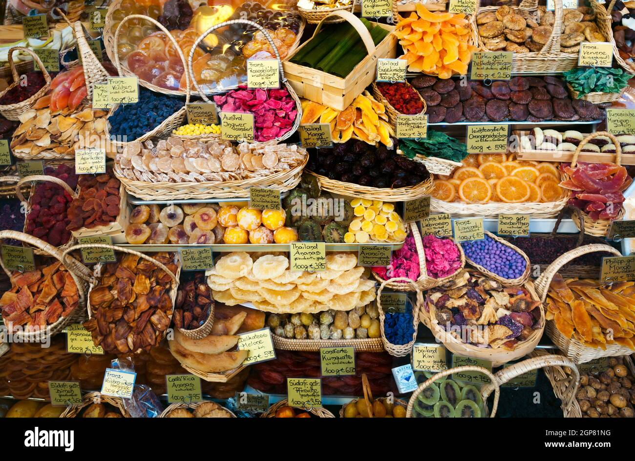 Shop of dried fruit, Munich, Bavaria, Germany Stock Photo - Alamy