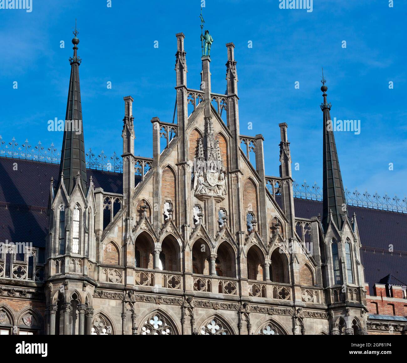 Munich, Gothic City Hall Facade Details, Bavaria, Germany Stock Photo ...
