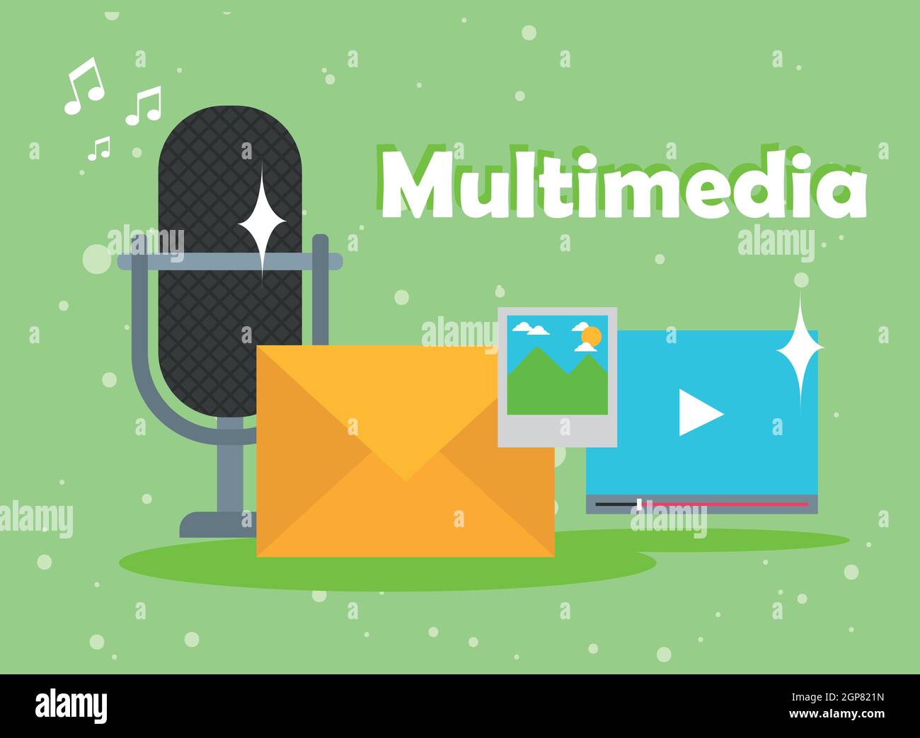 microphone envelope picture and video of multimedia theme Stock Vector ...