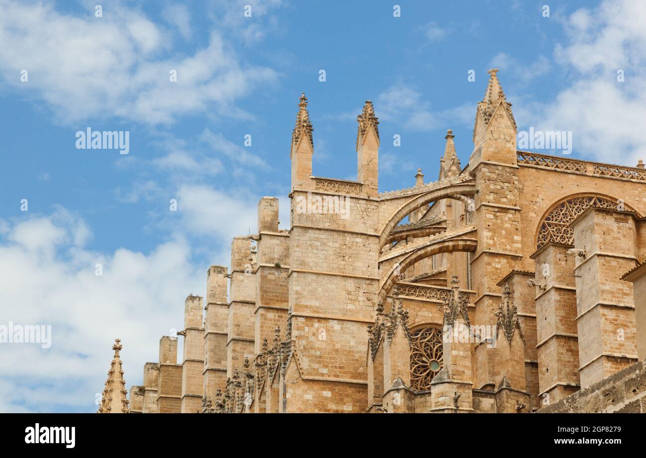 Close up of Palma de Majorca Cathedral, Balearic Islands, Spain Stock ...