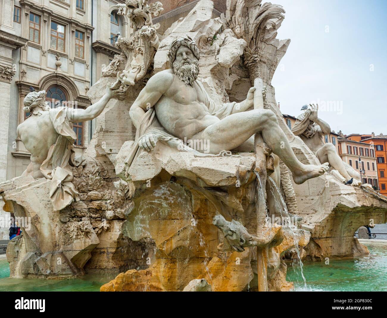 Statue of the god Zeus in Bernini's Fountain of the Four Rivers in ...