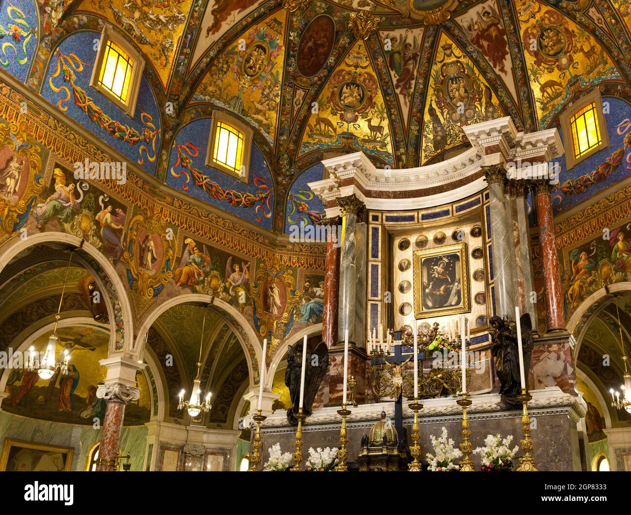 Interior of the Shrine of the Virgin of the Rosary of Pompeii Stock ...