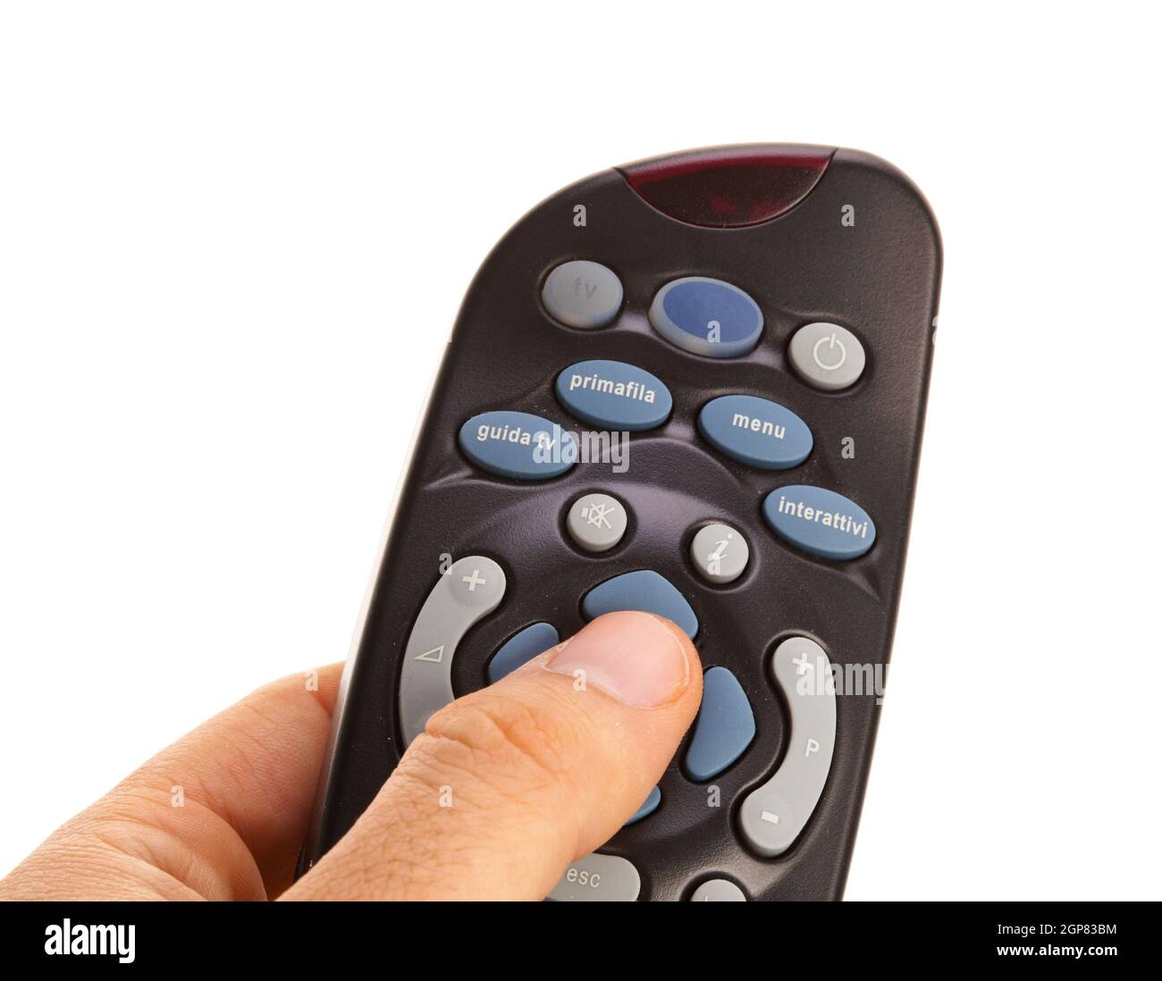Digital satellite television remote control on white background Stock ...