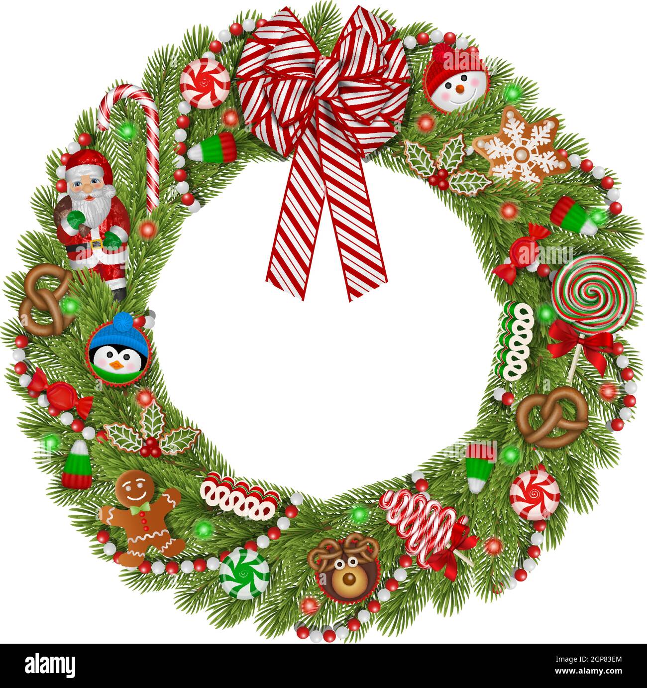 Candy cane wreath green Stock Vector Images - Alamy