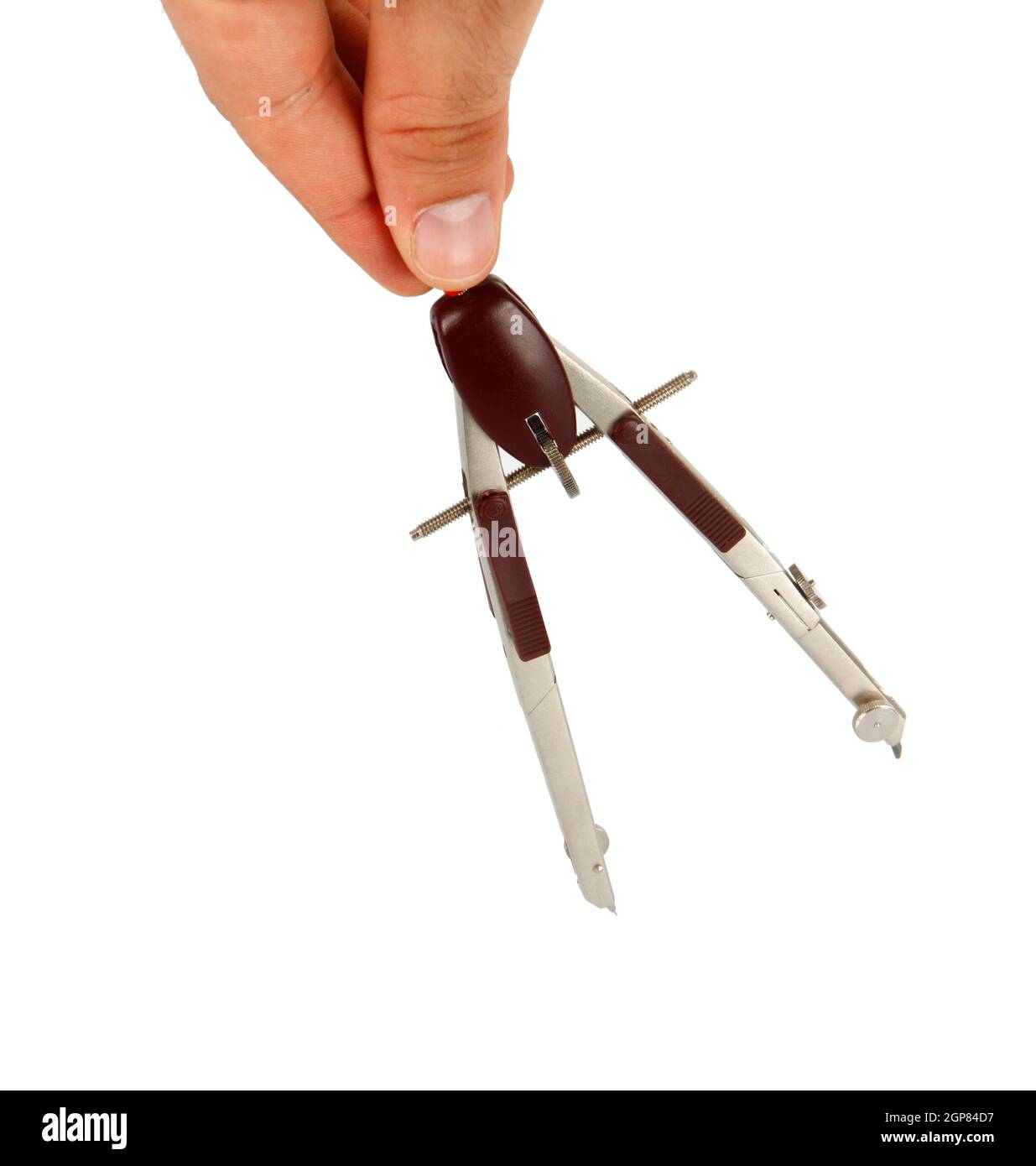 Hand with compass isolated on white background Stock Photo - Alamy