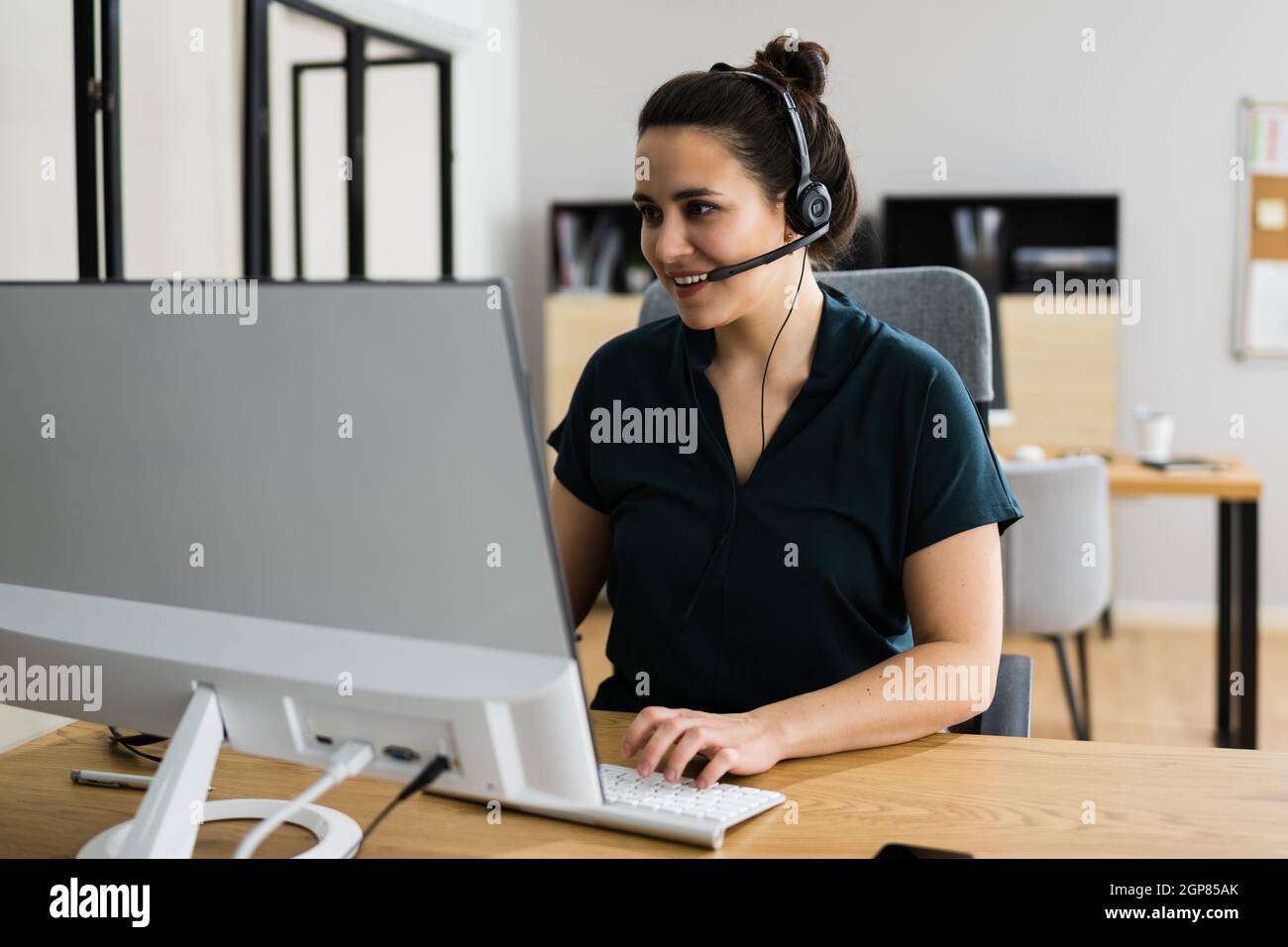 Virtual Personal Assistant Woman Making Video Conference Call Stock ...