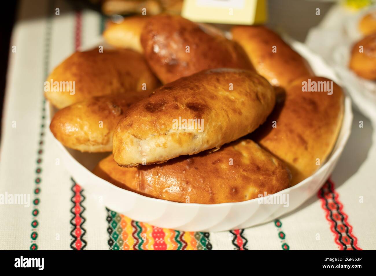 Homemade cakes. Pies with filling. Fried food. Sweets from dough ...