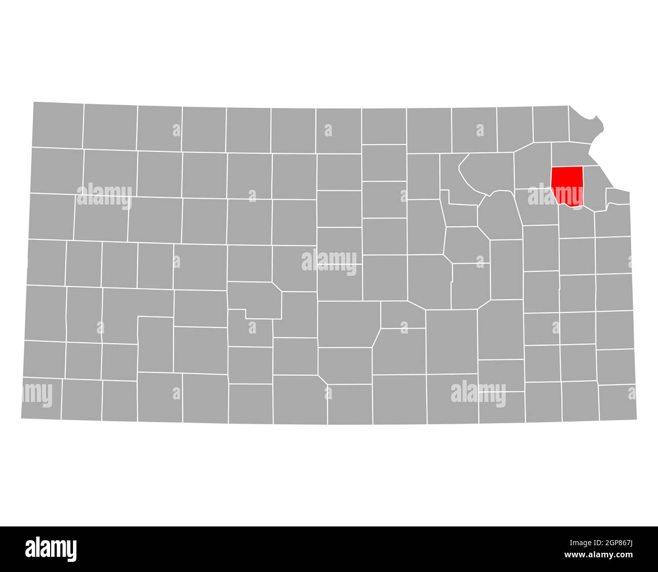 Map of Jefferson in Kansas Stock Photo - Alamy
