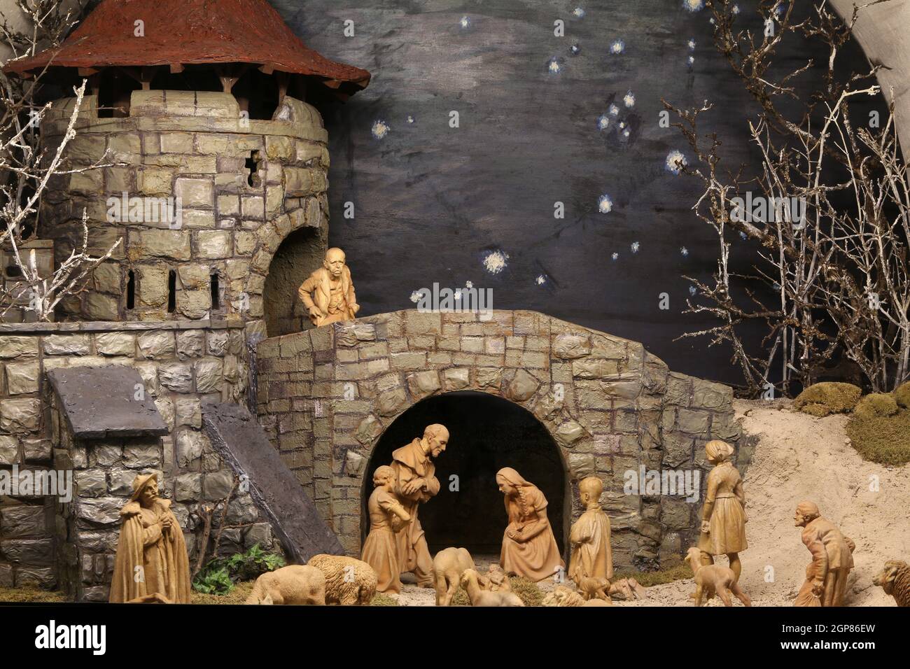 Nativity scene, Basilica of St. Vitus in Ellwangen, Germany Stock Photo ...
