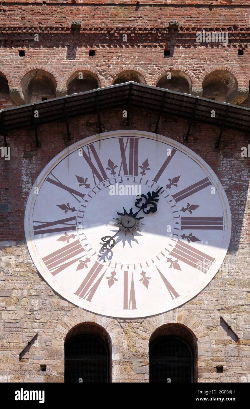 Torre dell'Orologio, Stone Bell Tower (Campanile) topped with brick ...