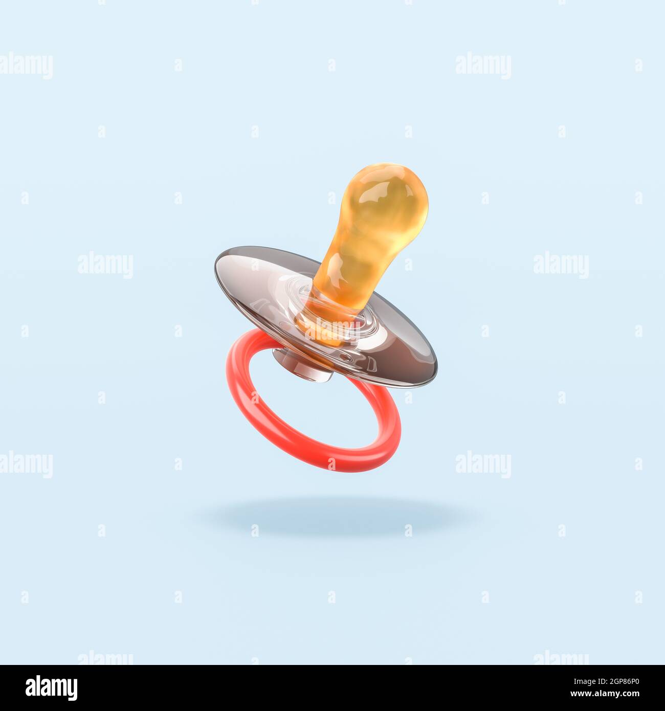 Blue and Red Baby's Pacifier on Flat Blue Background with Shadow 3D ...