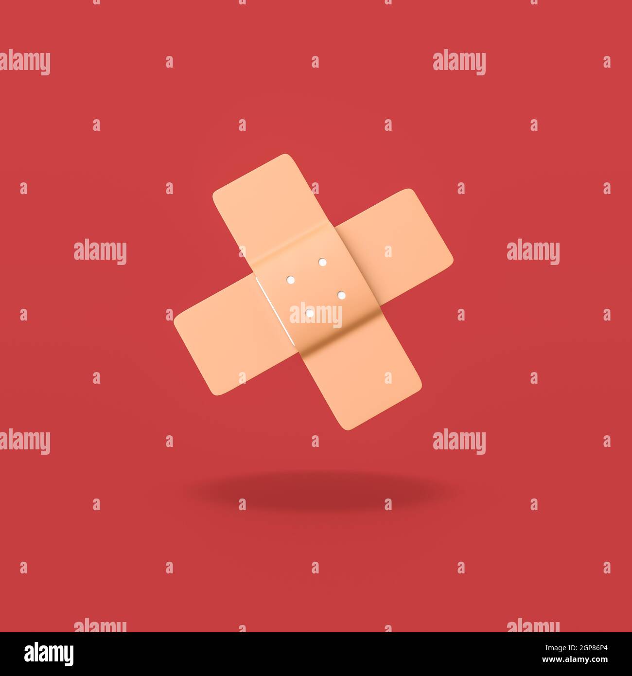 Cartoon Medical Patch Isolated on Flat Red Background with Shadow 3D ...