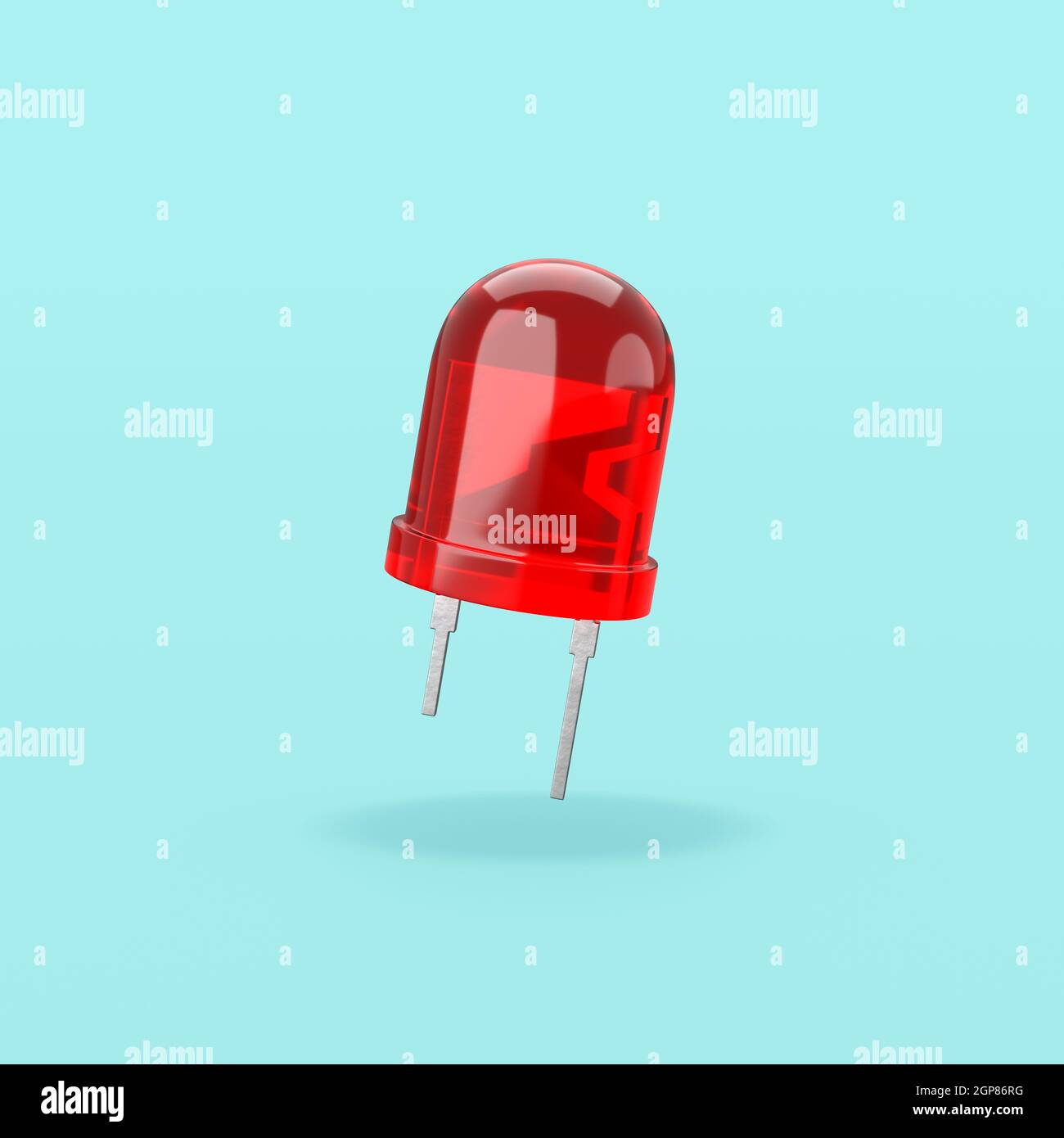 One Red Led Diode on Flat Blue Background with Shadow 3D Illustration ...