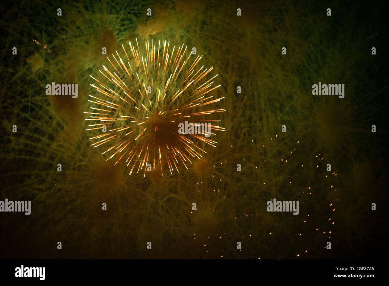 Salute in the sky. Explosion of fireworks in the night sky ...