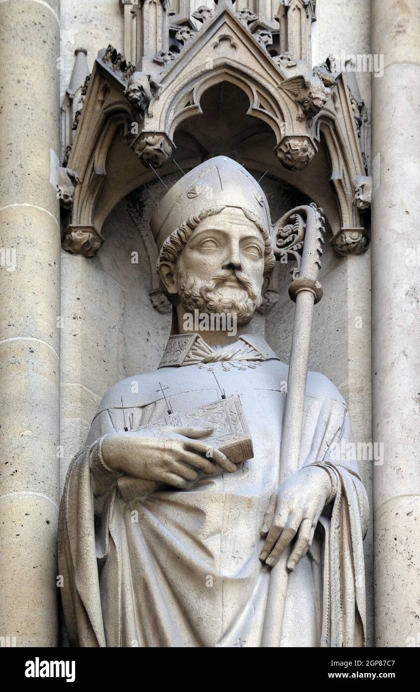 Statue of Saint on the portal of the Basilica of Saint Clotilde in ...