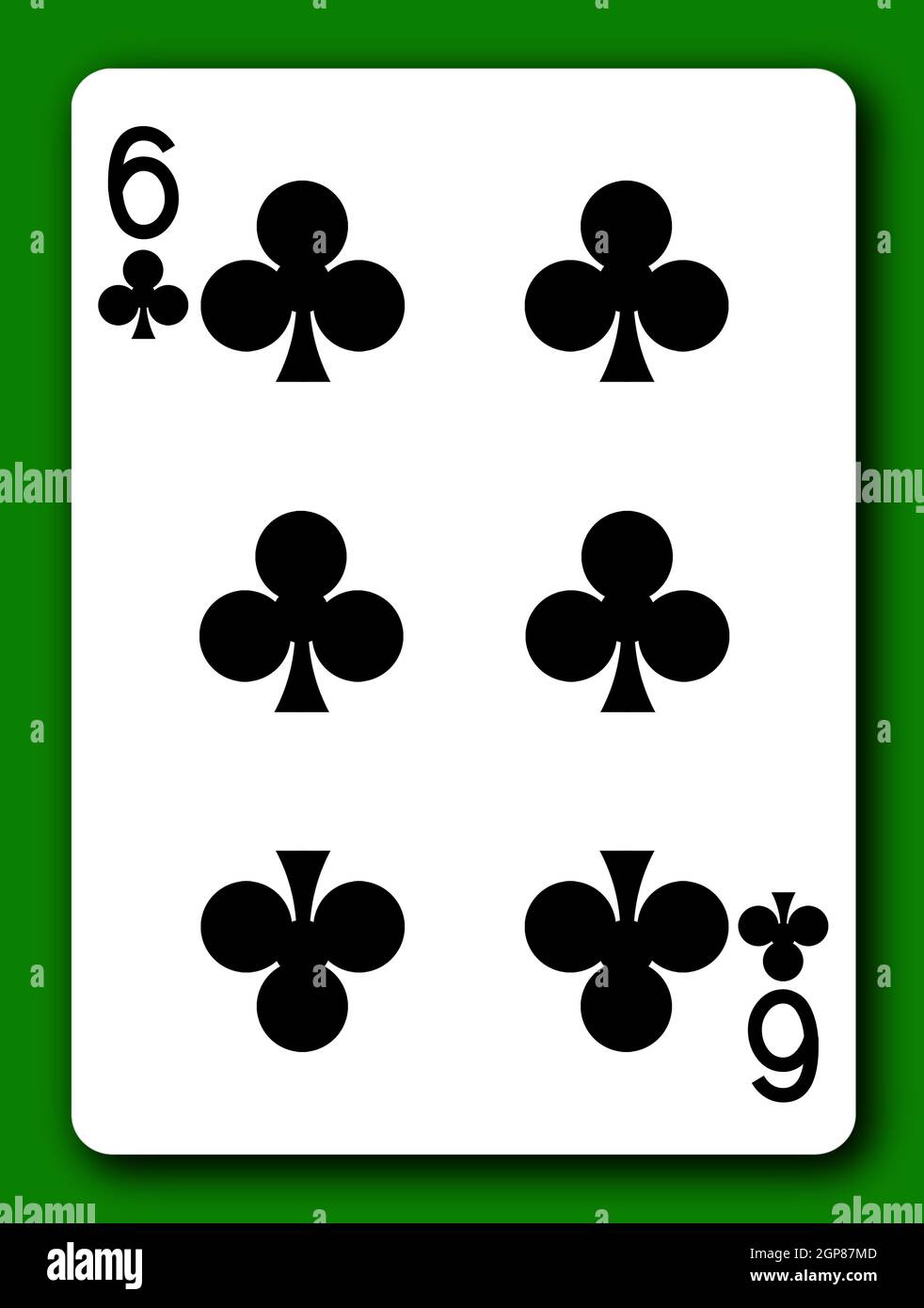 A 6 Six of Clubs playing card with clipping path to remove background ...