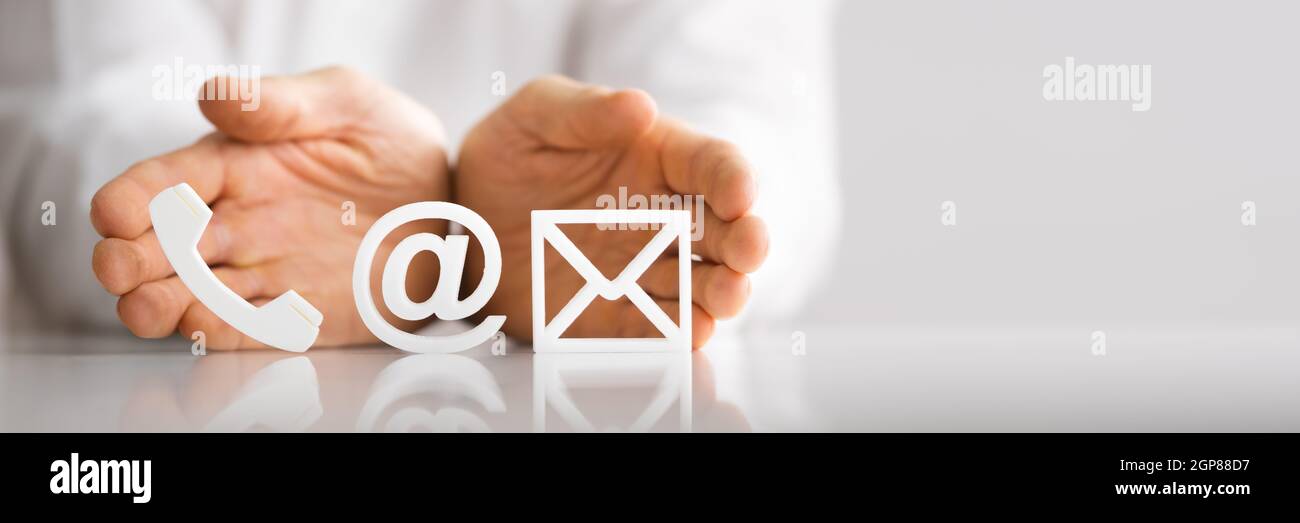 Contact Us Panoramic Banner Background. Call Phone Stock Photo - Alamy