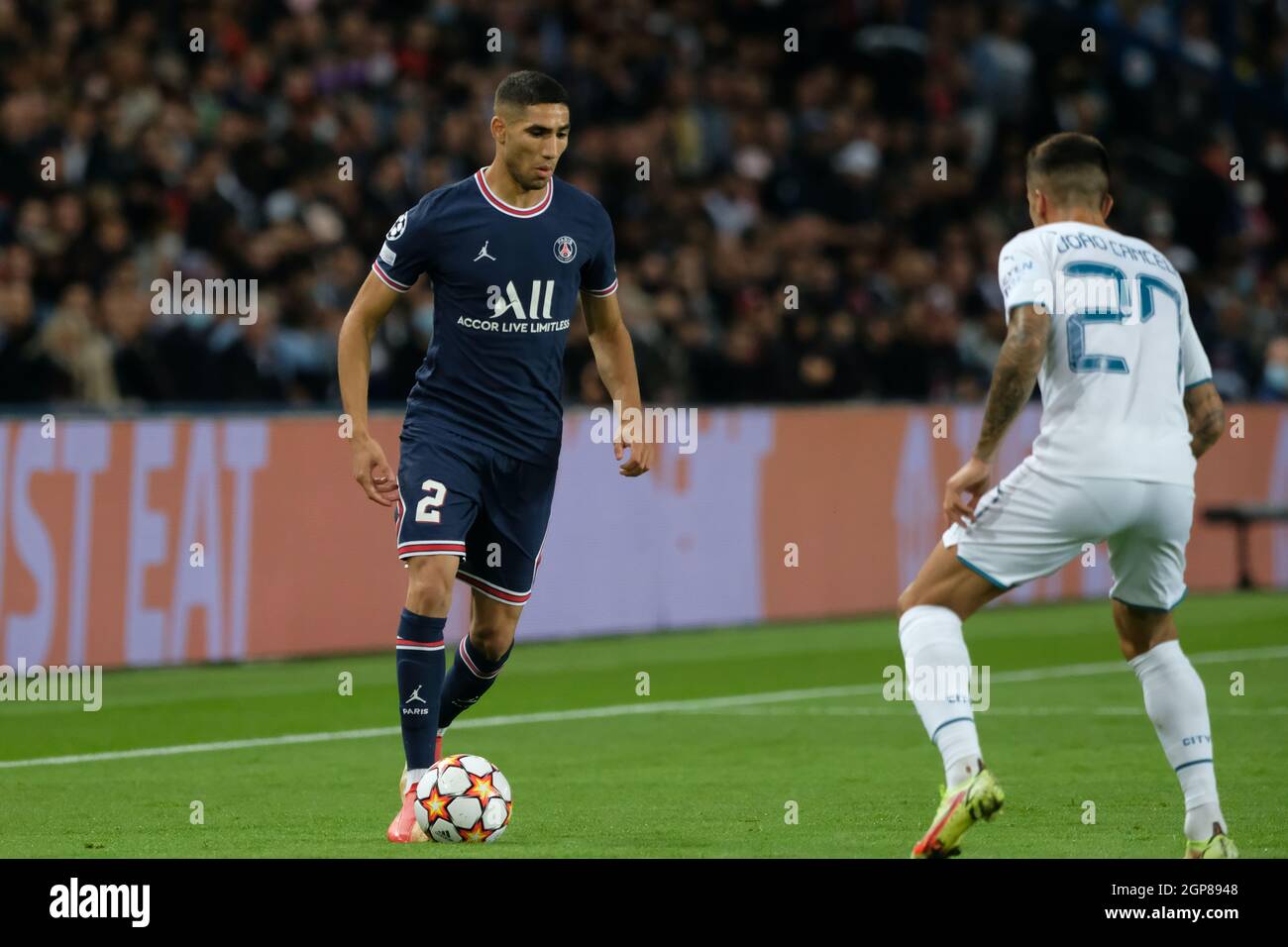 Paris, France. 28th Sep, 2021. PSG Defender ACHRAF HAKIMI in action ...