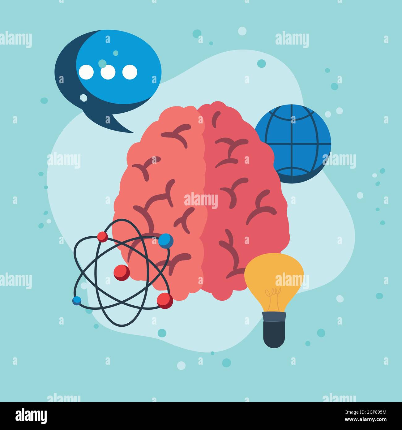 brain and education icons on blue background Stock Vector Image & Art ...