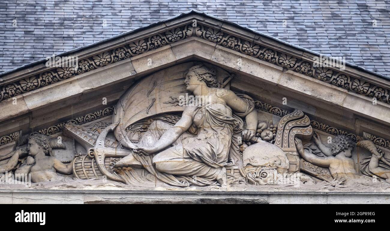 Architectural fragments of Louvre building. Louvre Museum is one of the ...