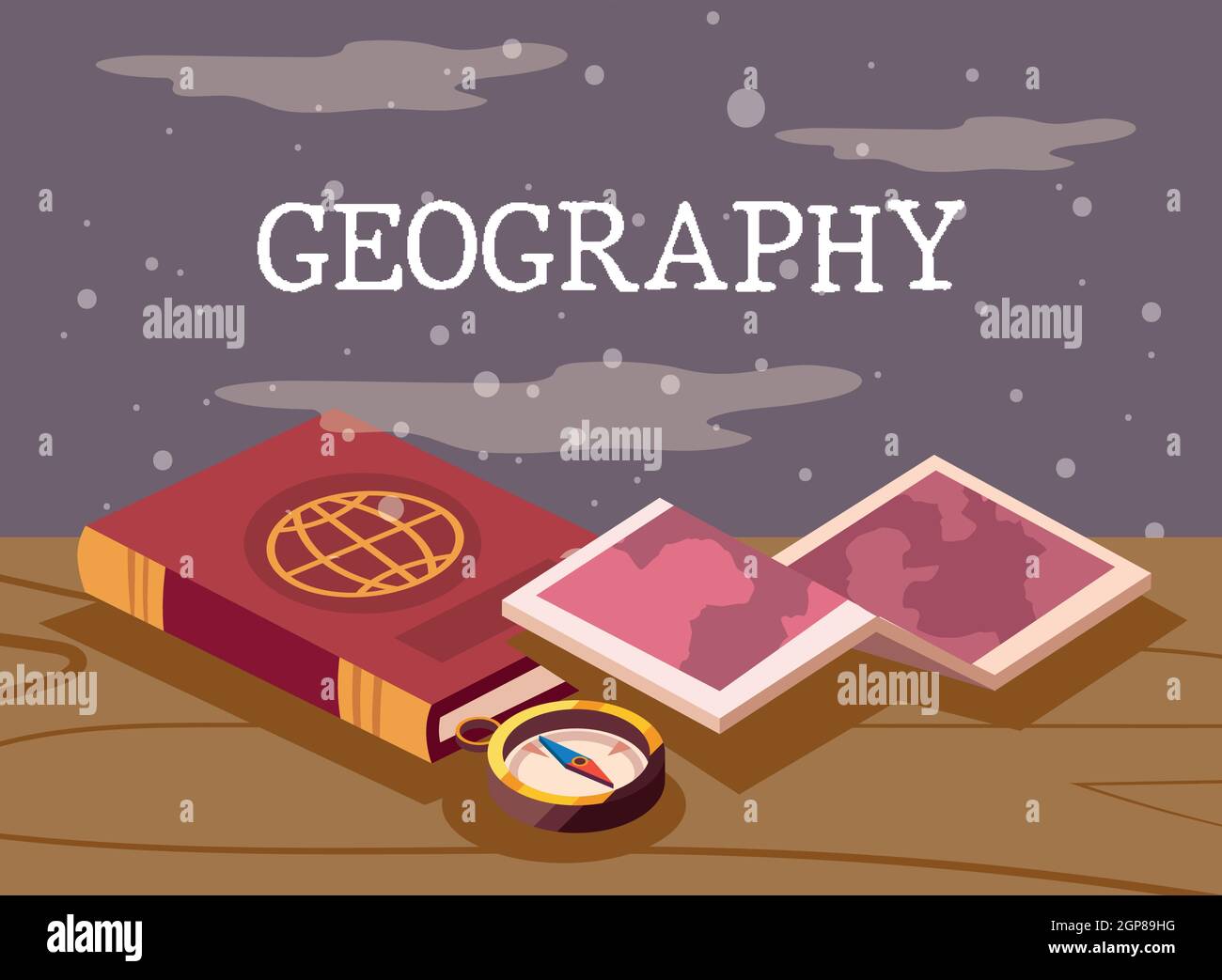 book compass and map of geography theme Stock Vector Image & Art - Alamy