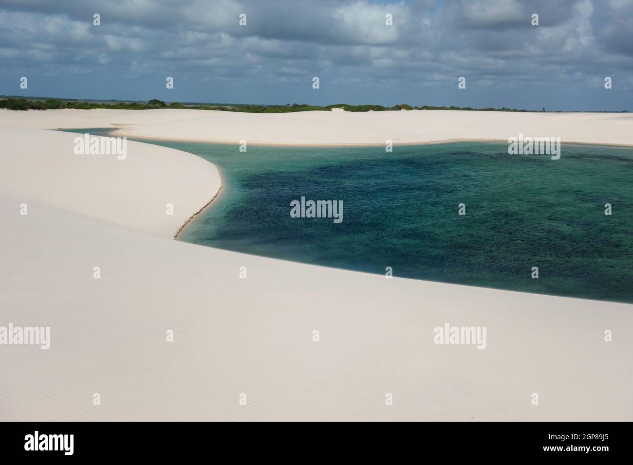 Wonderful view of the turquoise lake and white sand of Lencois ...