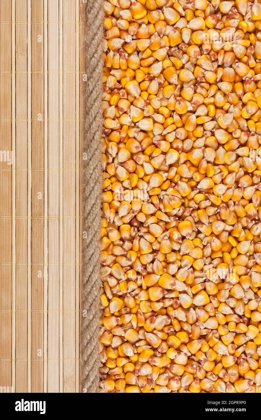 corn, mat and rope for the menu, can be used as background Stock Photo ...