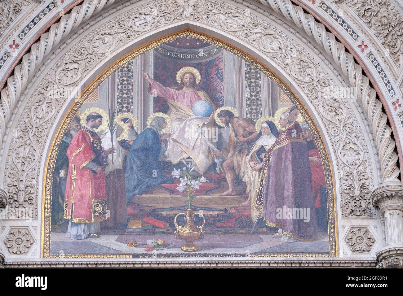 Christ Enthroned with Mary and St. John the Baptist Main Portal of ...