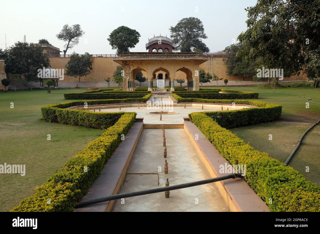 Beautiful gardens in Amber Fort, Jaipur, Rajasthan, India Stock Photo ...