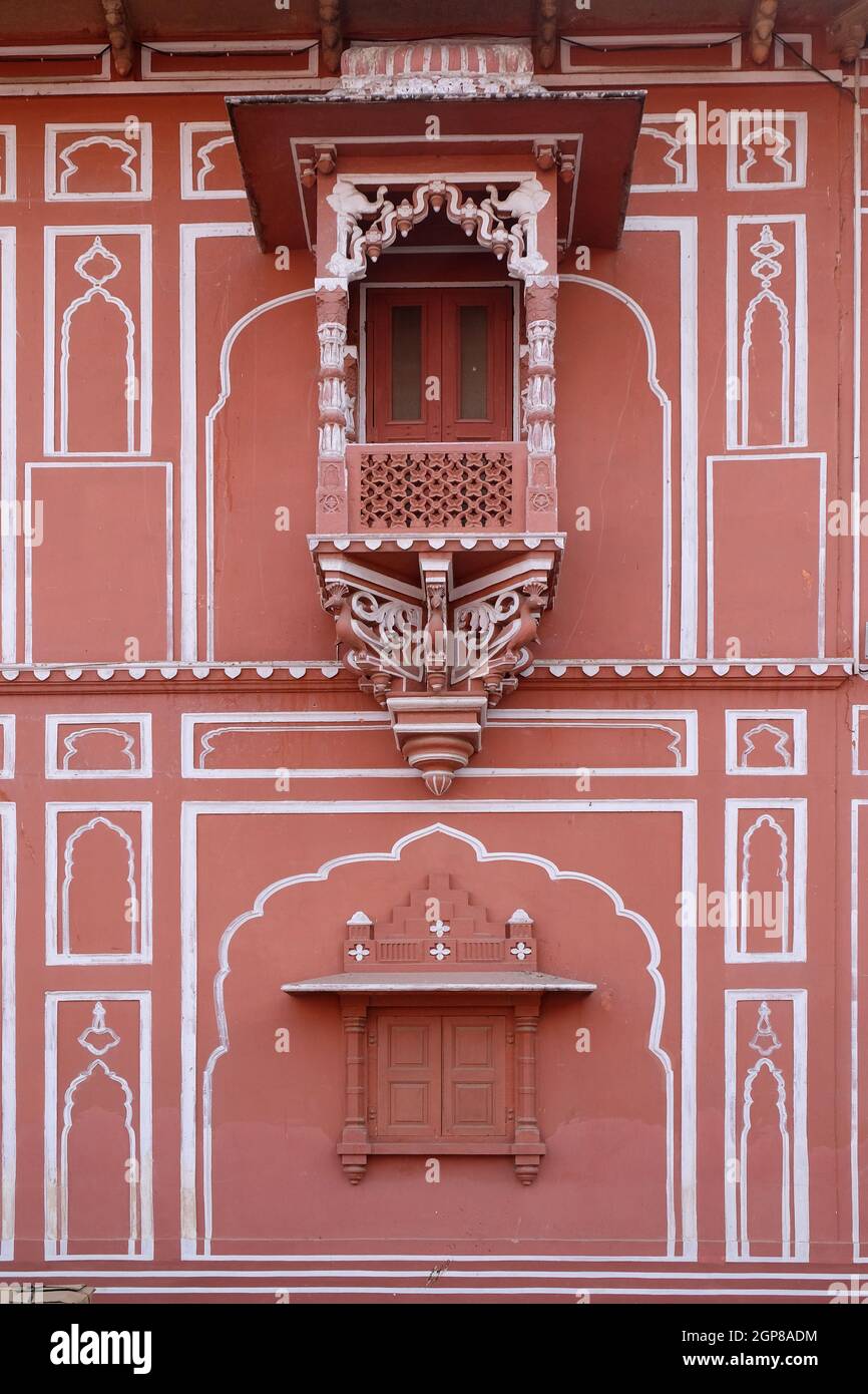 Architectural detail in Jaipur City Palace, Rajasthan, India Stock ...