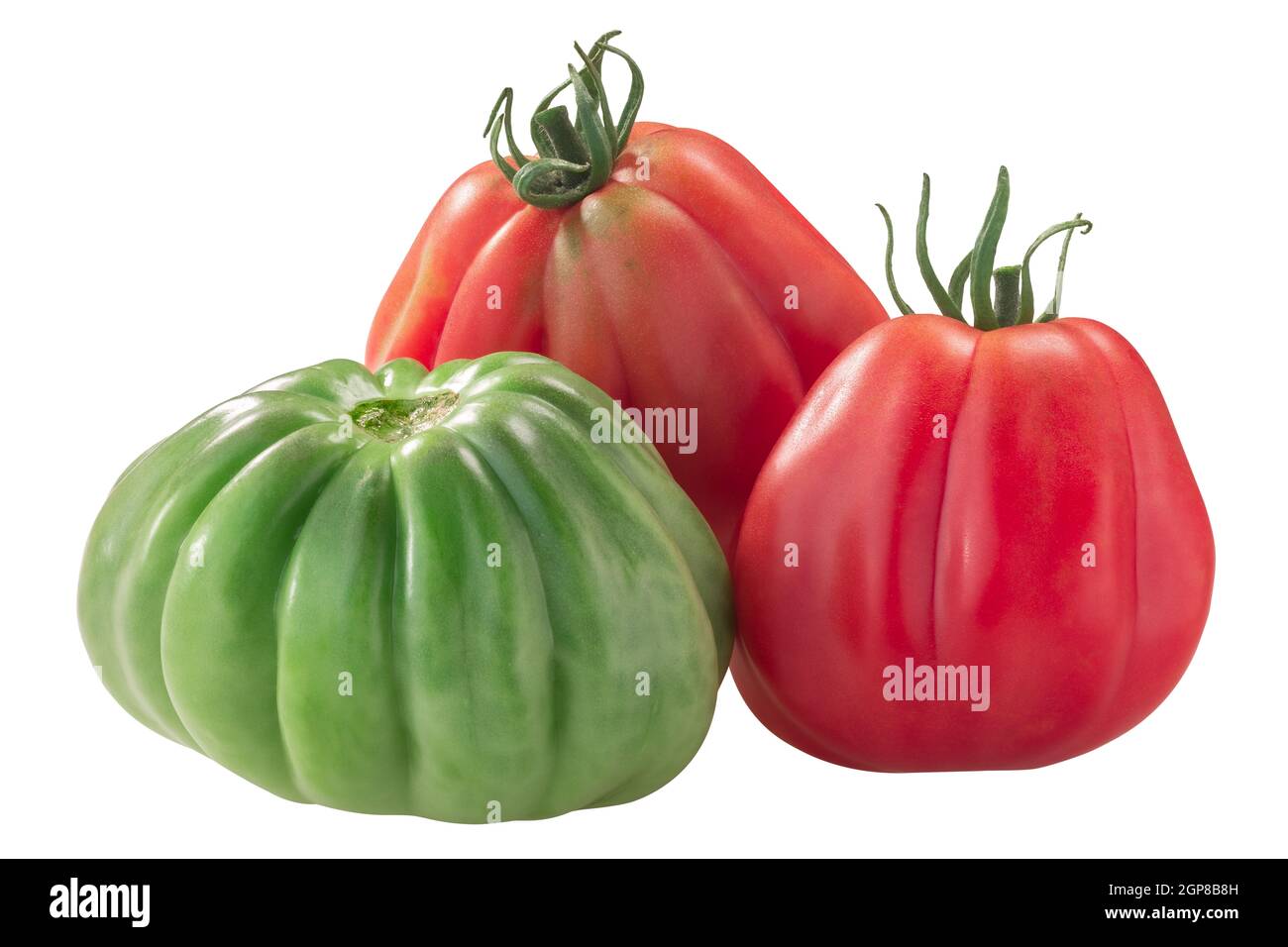 Tlacolula Ribbed heirloom ribbed tomatoes (Solanum lycopersicum fruits ...