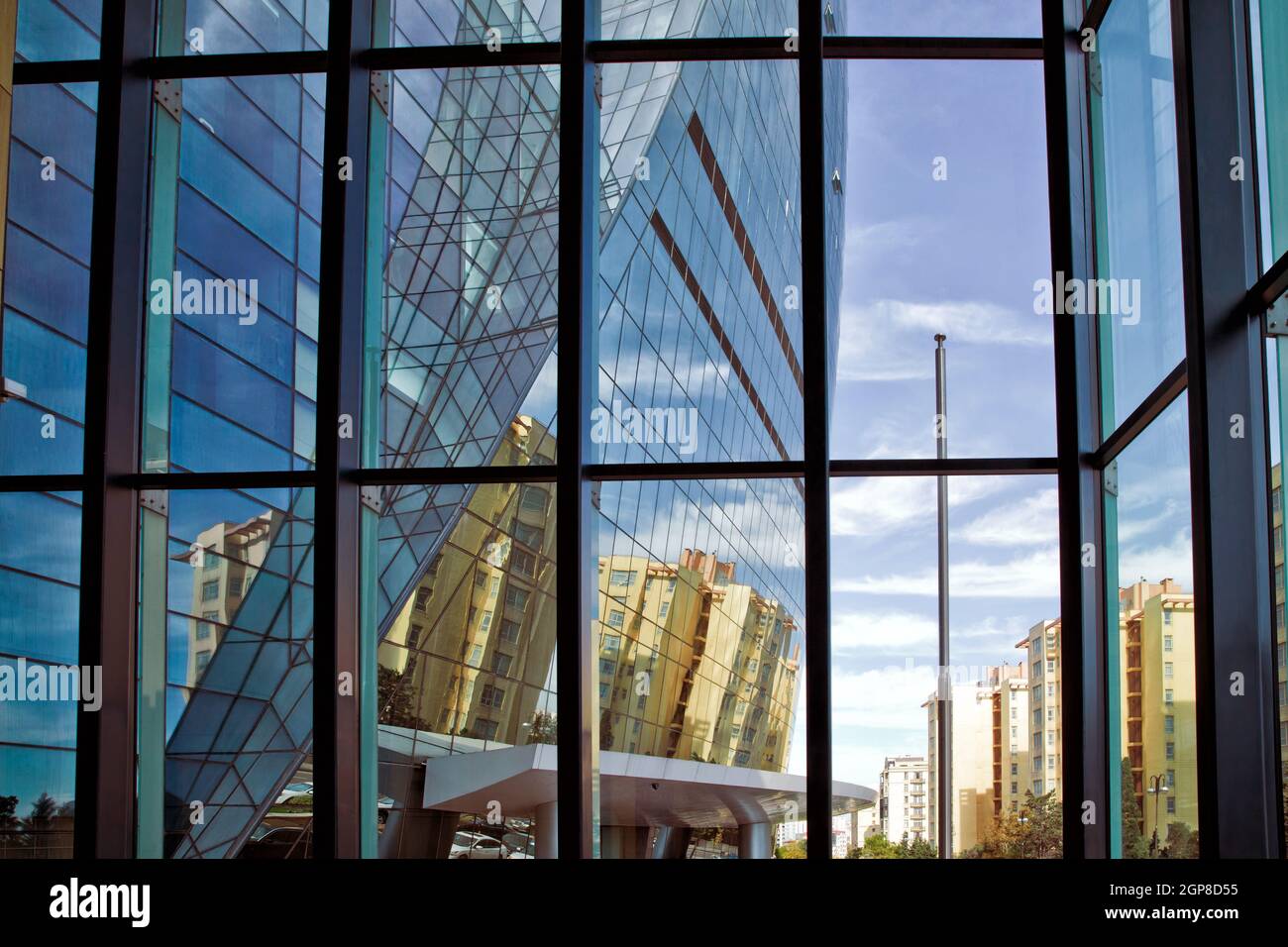 Interior, Modern office building window opened in the morning Stock ...