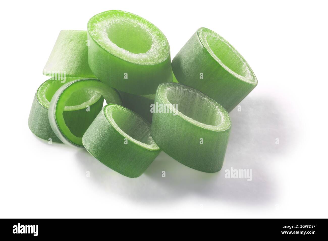 Pile of Green leek cut into rings isolated w clipping paths Stock Photo ...