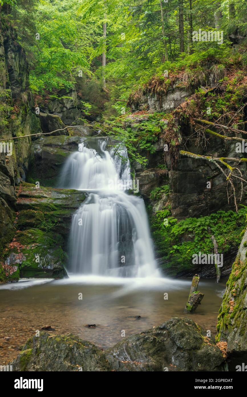 Resov waterfalls on the river Huntava in Nizky Jesenik, Northern ...