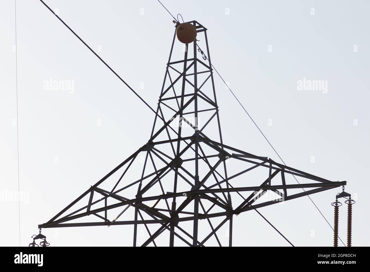 Electric towers in nature, transporting electric power through the ...