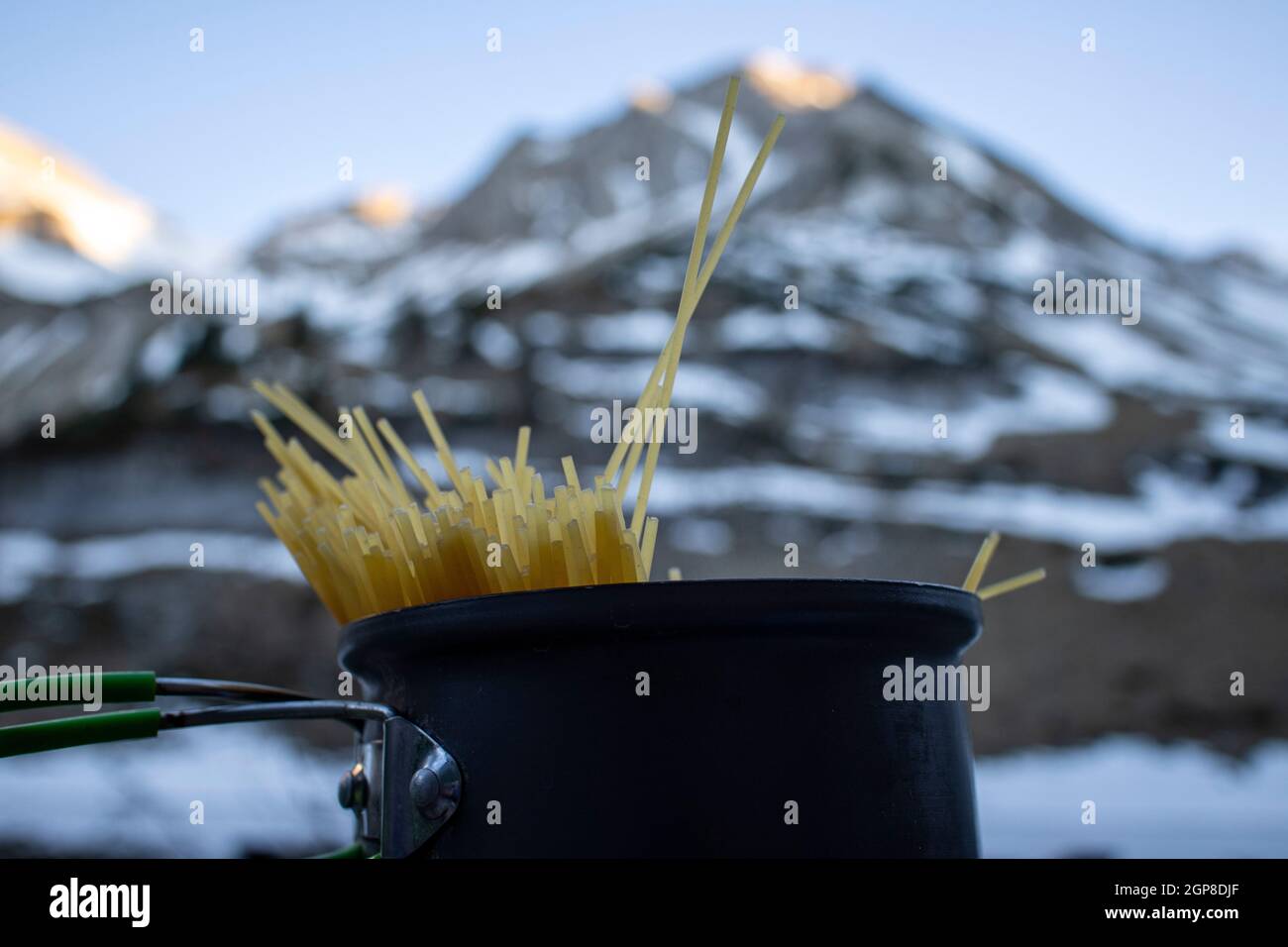 cooking pasta in the alps Stock Photo - Alamy