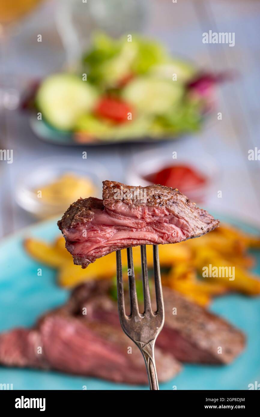 Steak on a fork hi-res stock photography and images - Alamy