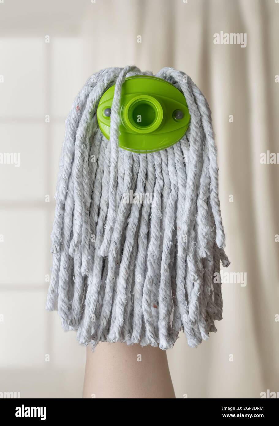 A portrait of a model made from a mop head Stock Photo - Alamy
