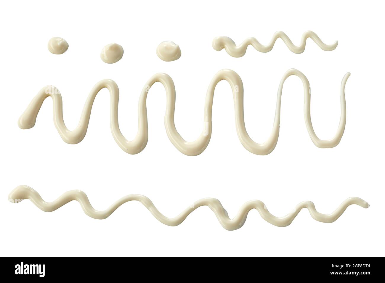 Mayonnaise decorative food styling elements with wavy lines and blobs ...