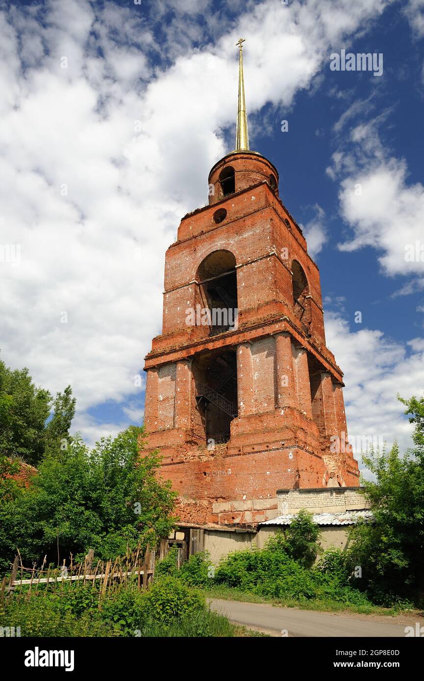 Old abandoned ruined bell tower Trinity monastery, Yelets, Russia ...